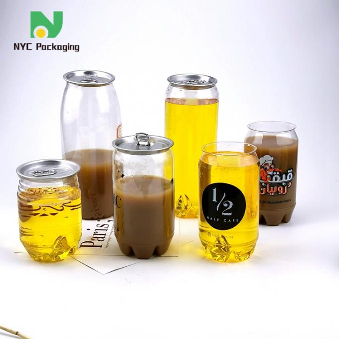 700ml 330ml Pet Plastic Beverage Can For Bubble Tea Logo Customized