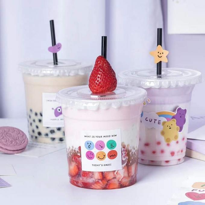 Disposable 8oz Clear Plastic Dessert Cup Ice Cream Boba Container Logo ...
