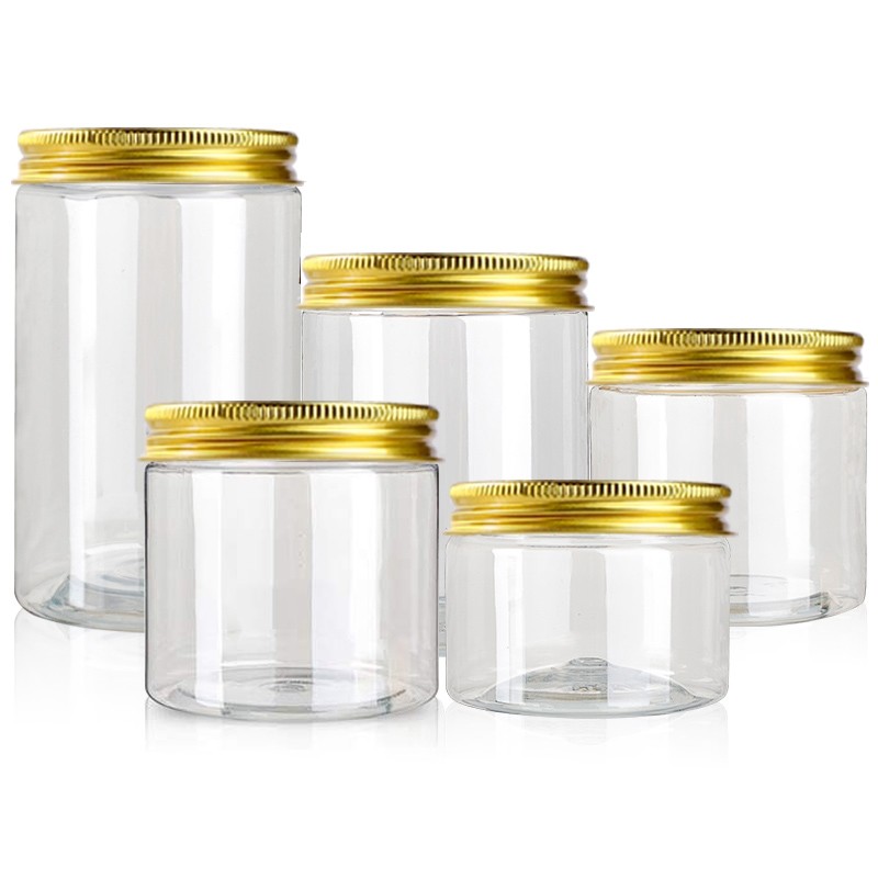 800ML 85mm Diameter Caliber Golden Plastic Screw Cap Jars